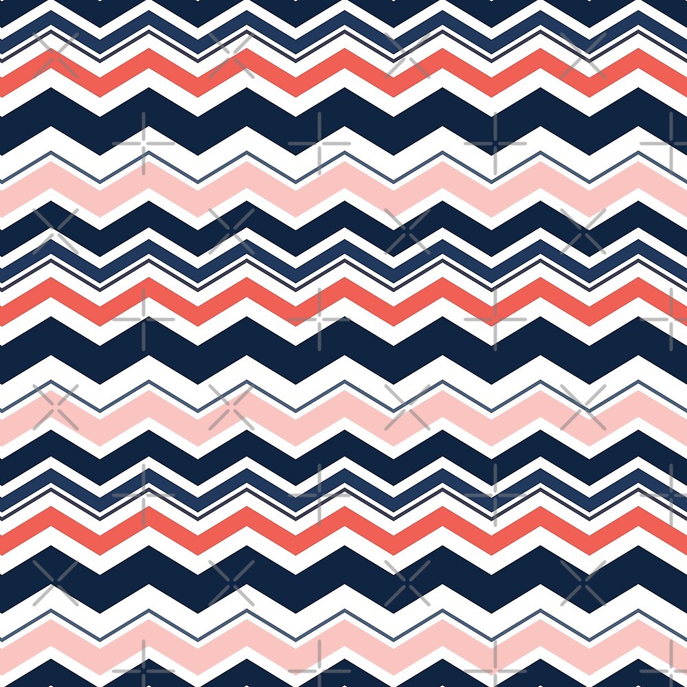 "Navy & Coral Chevron" by miriammeza | Redbubble