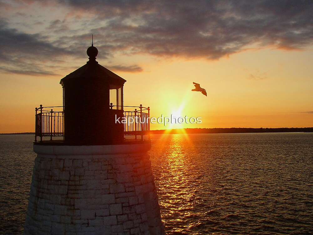 "Sunset At Castle Rock Lighthouse, Newport RI" by kapturedphotos ...