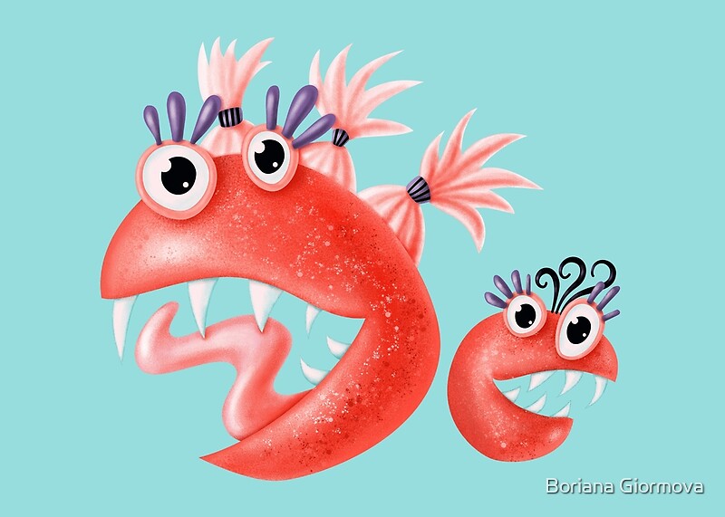 "Happy Monster Friends - Funny Weird Characters" by Boriana Giormova ...
