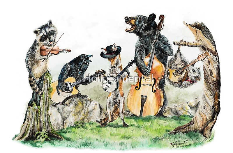 "Bluegrass Gang - wild animal music" by HollySimental | Redbubble