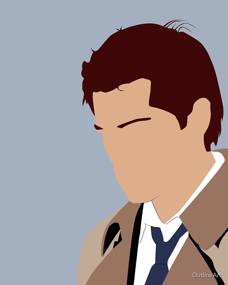 "Supernatural - Castiel Silhouette" by OutlineArt | Redbubble