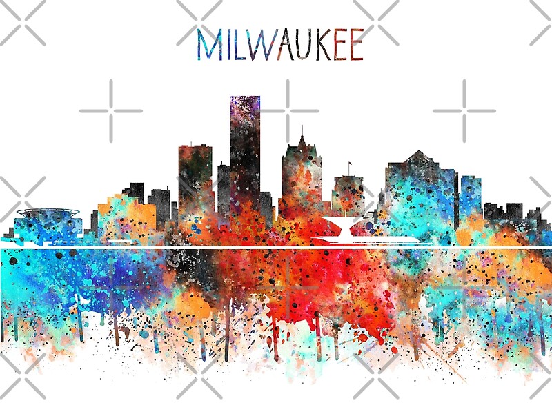 "Milwaukee, Milwaukee skyline, Milwaukee Wisconsin, watercolor ...