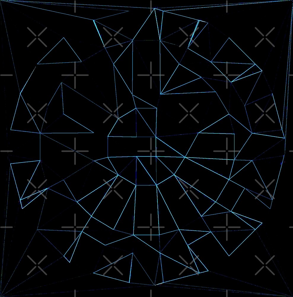 "Electric blue geometric cobweb on a black background" by tinytiger77 ...