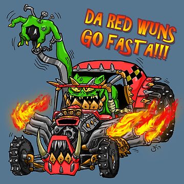 "Orks DA RED WUNZ GO FASTA!" Sticker for Sale by paraptorkeet | Redbubble