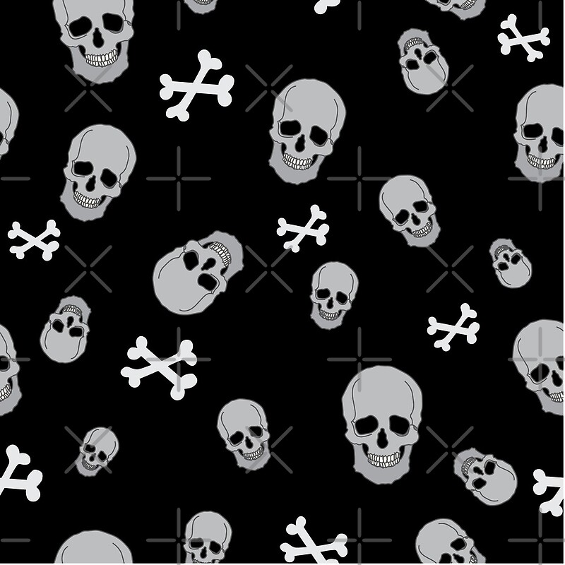 "Skulls crossbones on black background" by DannysReRemodel | Redbubble