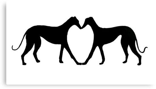 "Two Love Greyhounds" Canvas Print by greyhoundarts | Redbubble