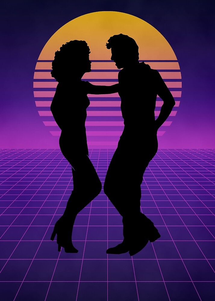 "Retro Synthwave Grease Sandy & Danny Silhouette Poster" by Gemini ...