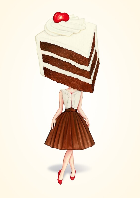 "Cake Head Pin-Up : Chocolate Cherry" by Kelly Gilleran | Redbubble