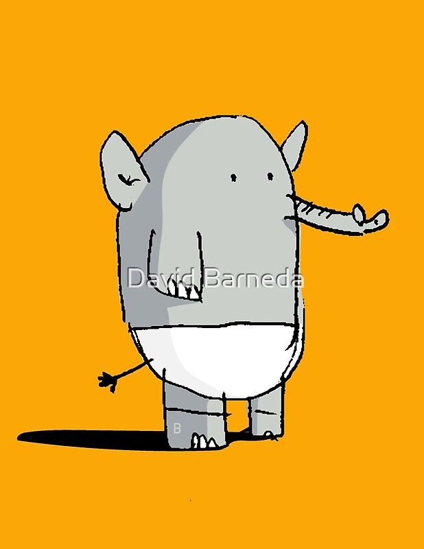 "Baby Elephant in Diapers" by David Barneda | Redbubble