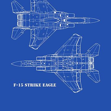"F-15 Strike Eagle - Fighter Aircraft technical blueprint drawing ...