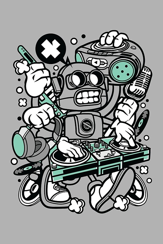 "Dj Robot Cartoon Character - Juicy summer sounds Dance-Club-Music ...