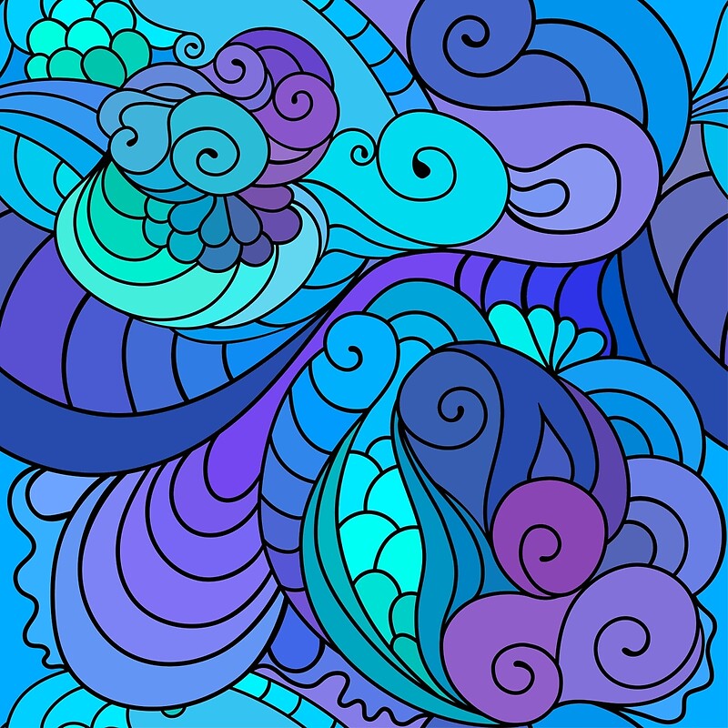 "Psychedelic Hippie Chic Blueberry Sky Zentangle Pattern " by Veronika ...