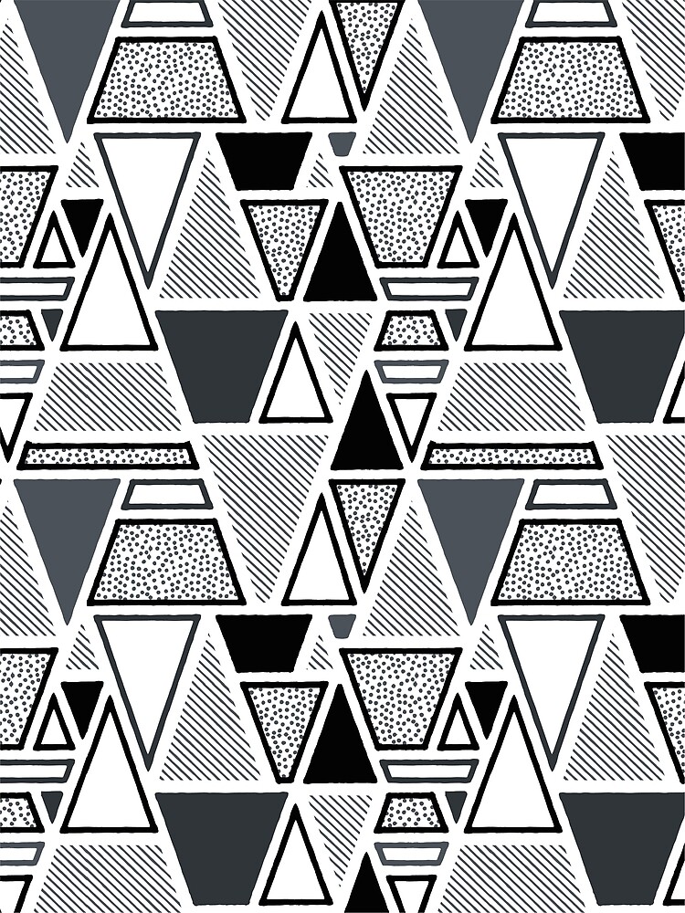 "Angular - Geometric Sketch Pattern (Black and White)" Art Print by ...