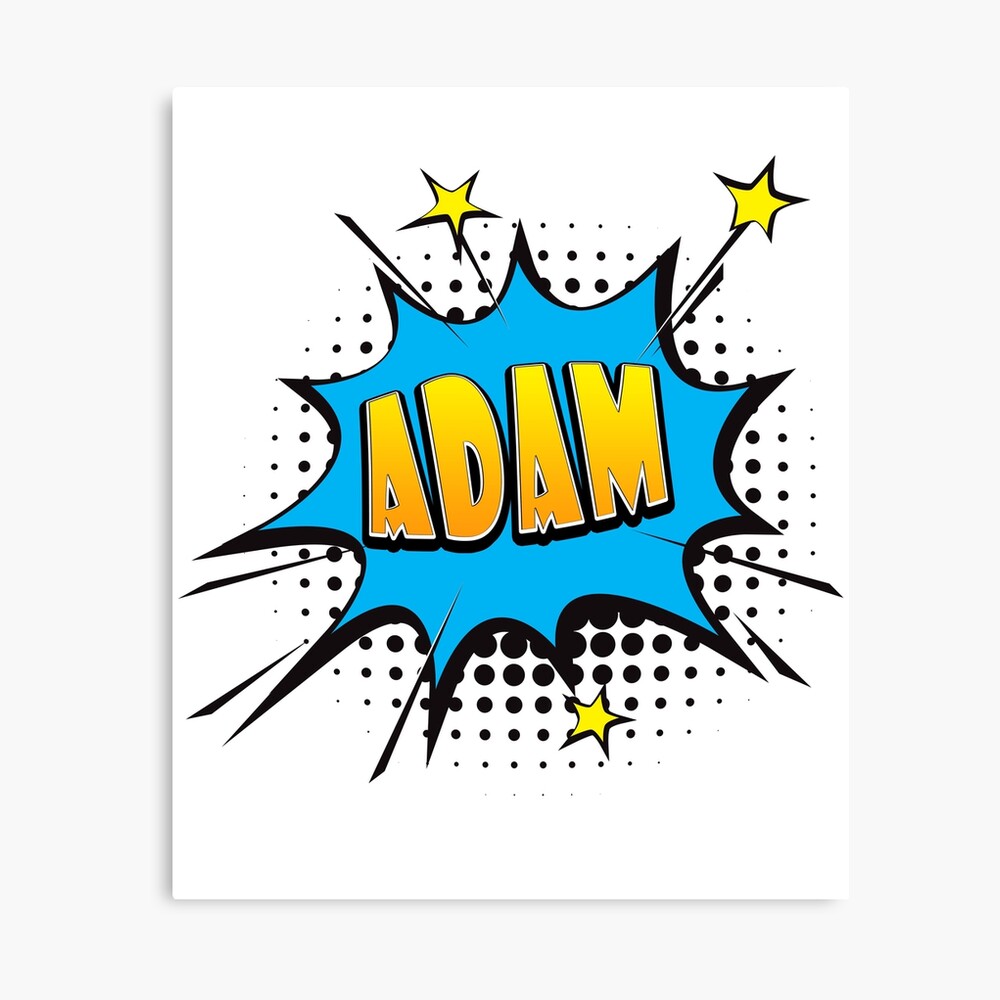 "Comic book speech bubble font first name Adam" Canvas Print by PM ...