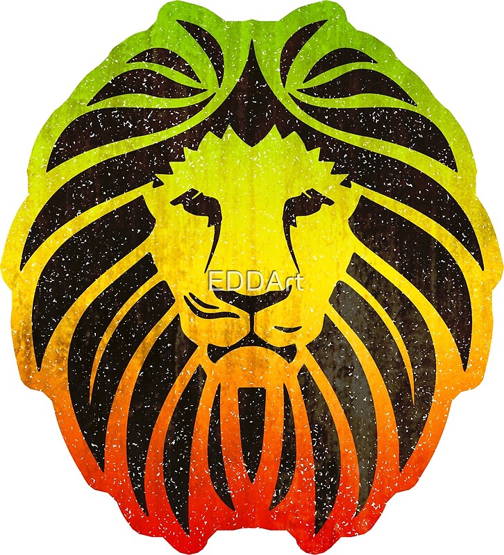 "Rastafari Spirit - Lion Tattoo Color Gradient 4" by EDDArt | Redbubble