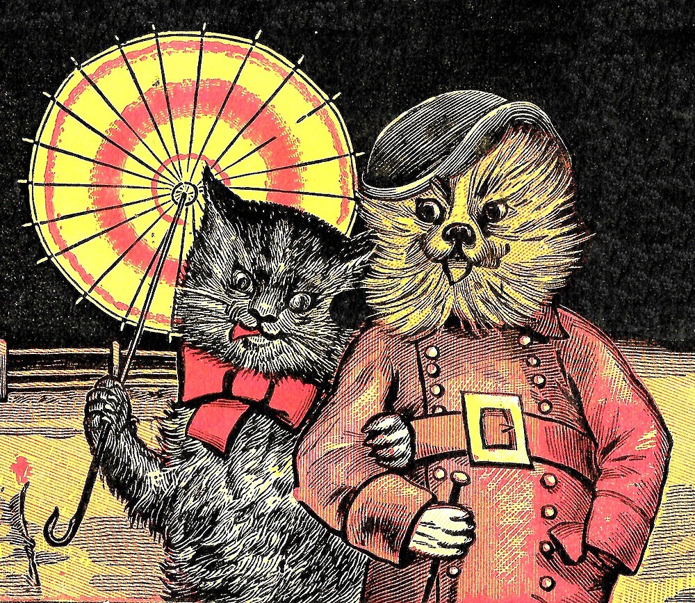 "Victorian Trade Card Art of Humanized Cat Passengers" by neonwulf ...