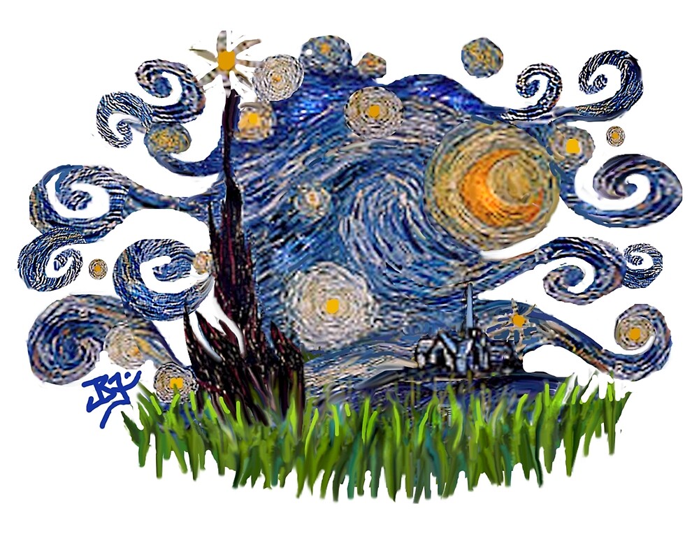 "Starry Night Free Form" by JeanBFitzgerald | Redbubble