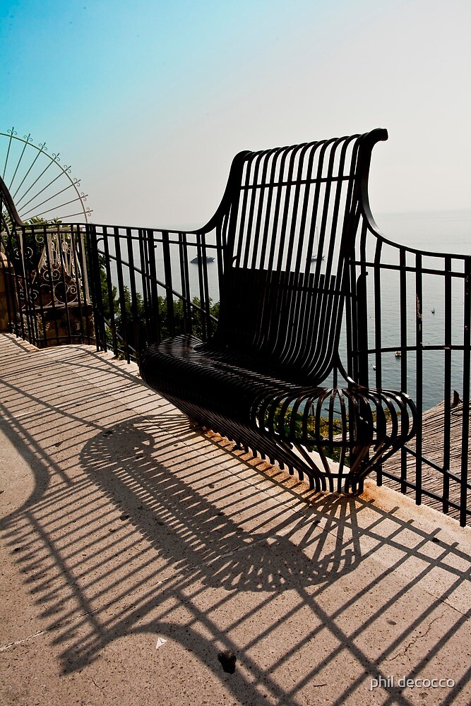 "Positano Fence Bench" by phil decocco | Redbubble