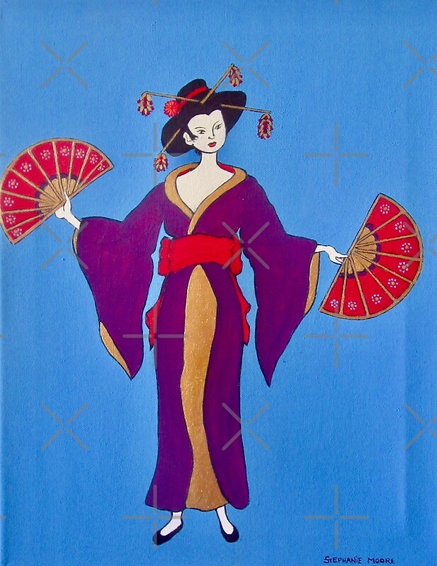 "Geisha with Fans" by Shulie1 | Redbubble