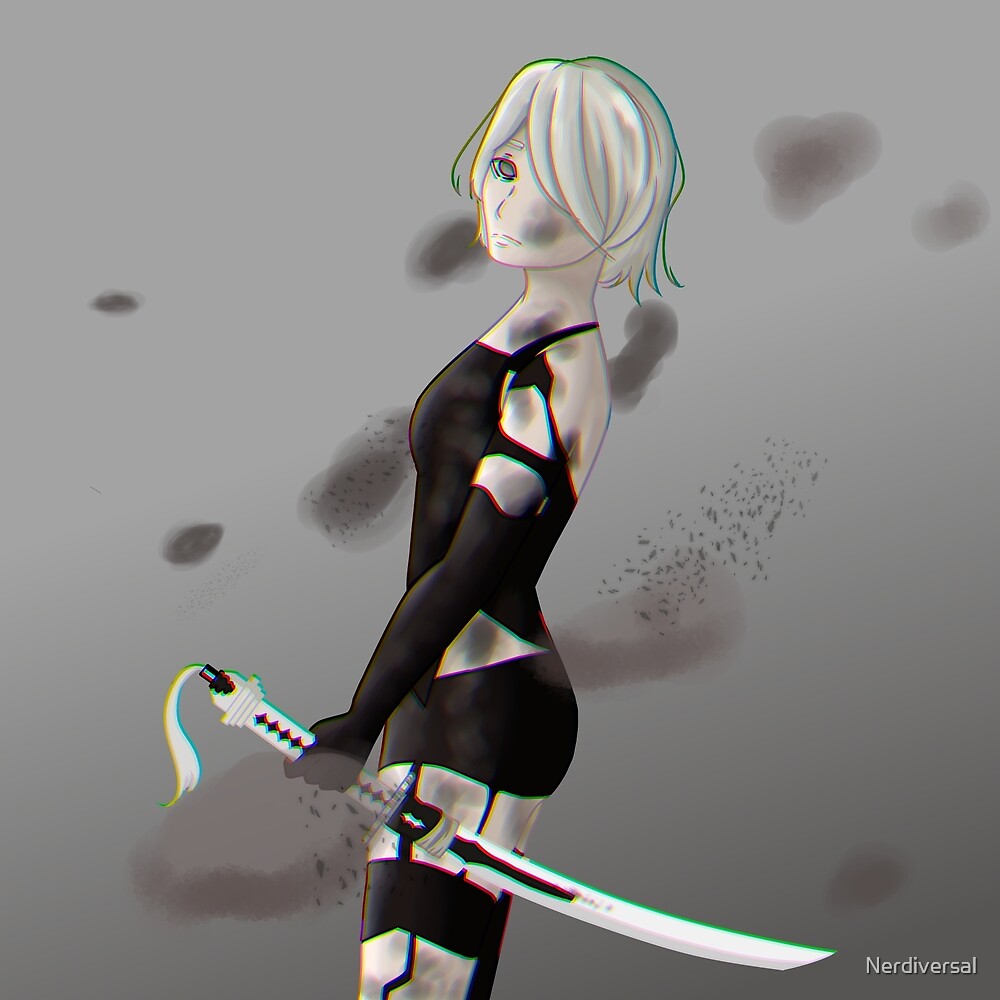 "A2 Weilding 2B's sword" by Nerdiversal | Redbubble