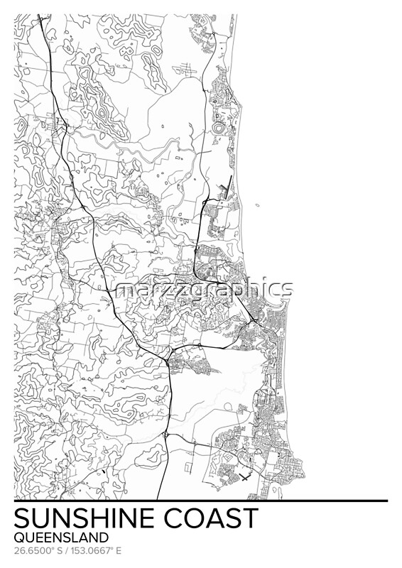 "Sunshine Coast map poster print wall art, Queensland gift printable ...