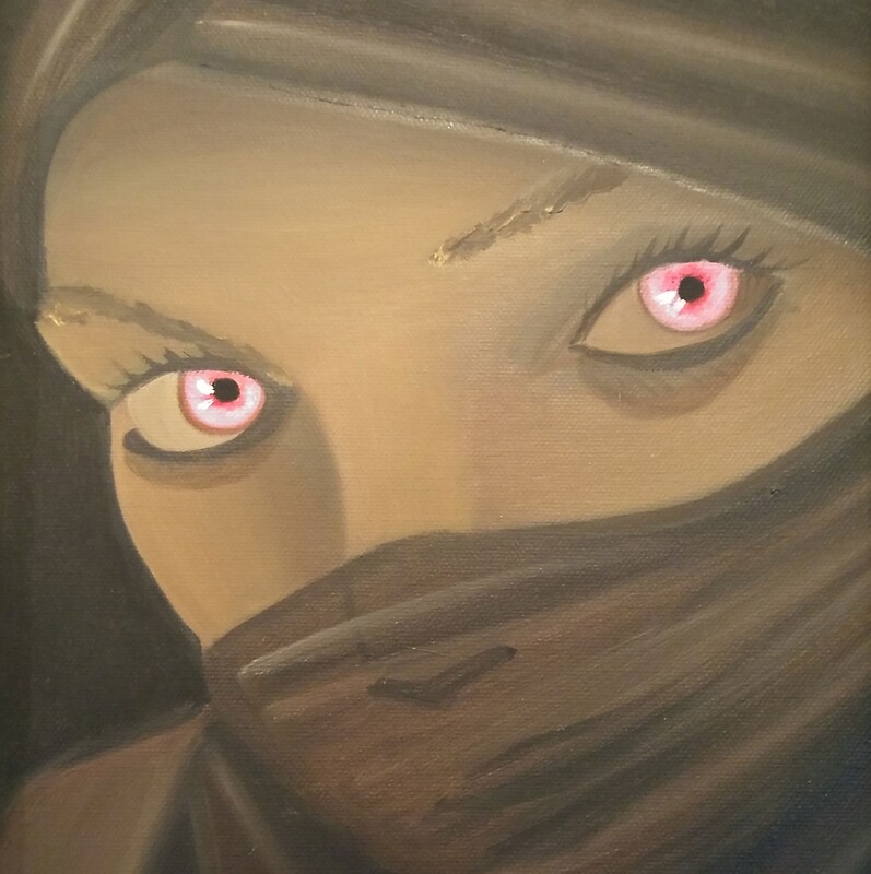 "Woman with red eyes portrait" by d-net88 | Redbubble