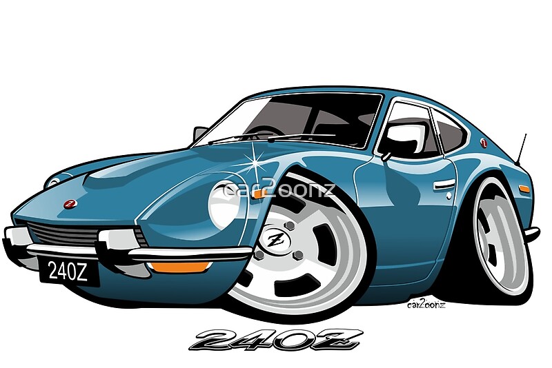 "Datsun 240Z caricature turquoise" by car2oonz | Redbubble