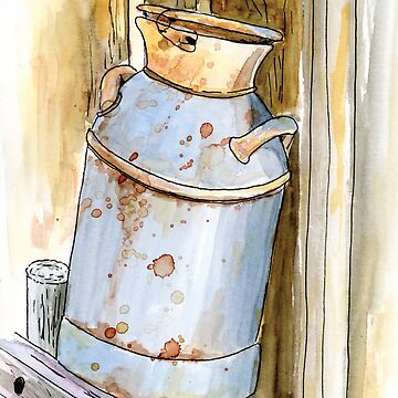 "Rusted Antique Milk Jug in Watercolor" Poster for Sale by Kelly Roy ...