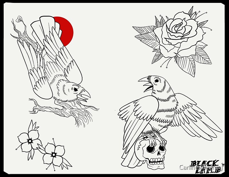 "Traditional Crow Flash Sheet" by Carlin Sweeney | Redbubble