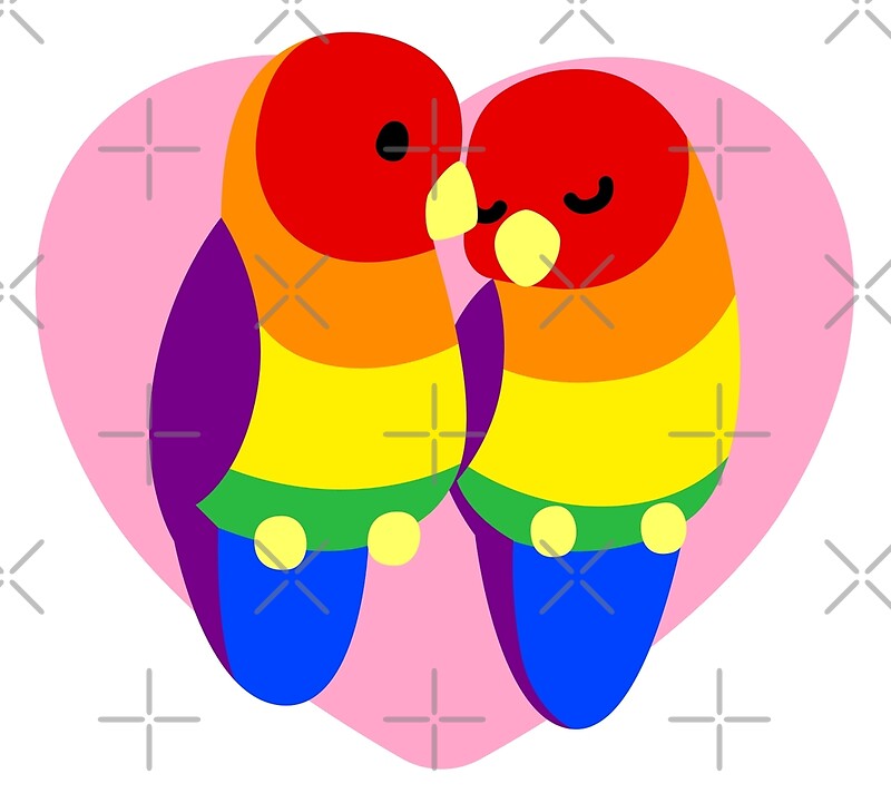 "Pride Lovebirds ♡ Gay Pride (Rainbow)" by Siobhan Lapine | Redbubble