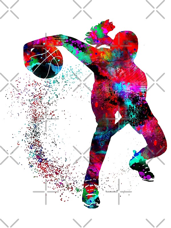 "Basketball girl, watercolor basketball girl" by Rosaliartbook | Redbubble