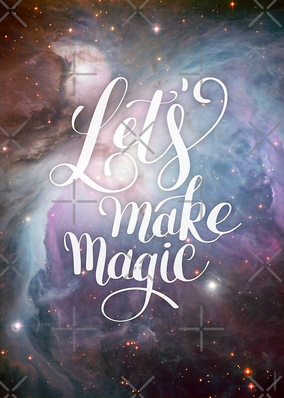 "Let's Make Magic Quote elegant cursive letter purple violet and brown ...