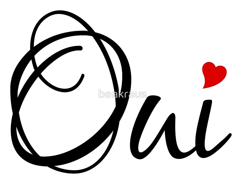 "Oui, yes, French word art with red heart" by beakraus | Redbubble