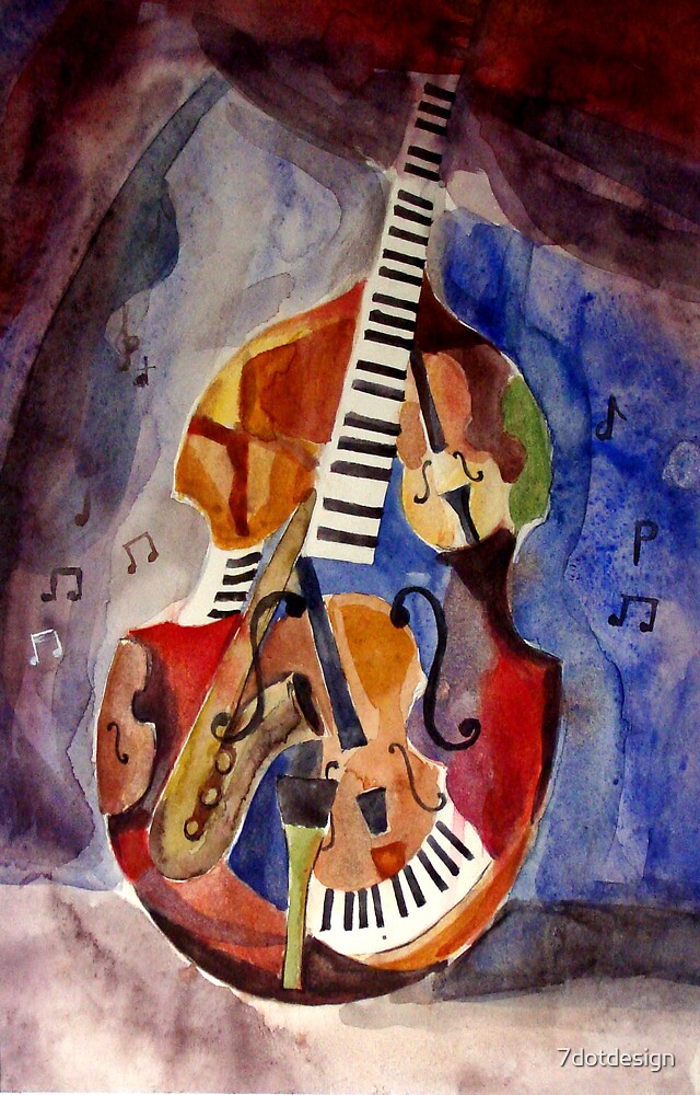 "Artistic cocept of music (watercolor painting)" by 7dotdesign | Redbubble