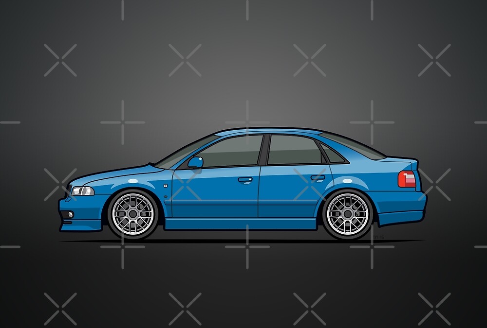 "Audi A4 Quattro B5 Sedan Nogaro Blue" by monkeycom | Redbubble