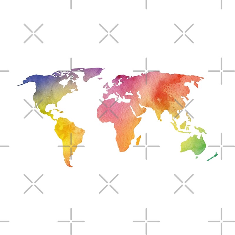 "Rainbow Watercolor World Map" by Isabelle-Anne | Redbubble