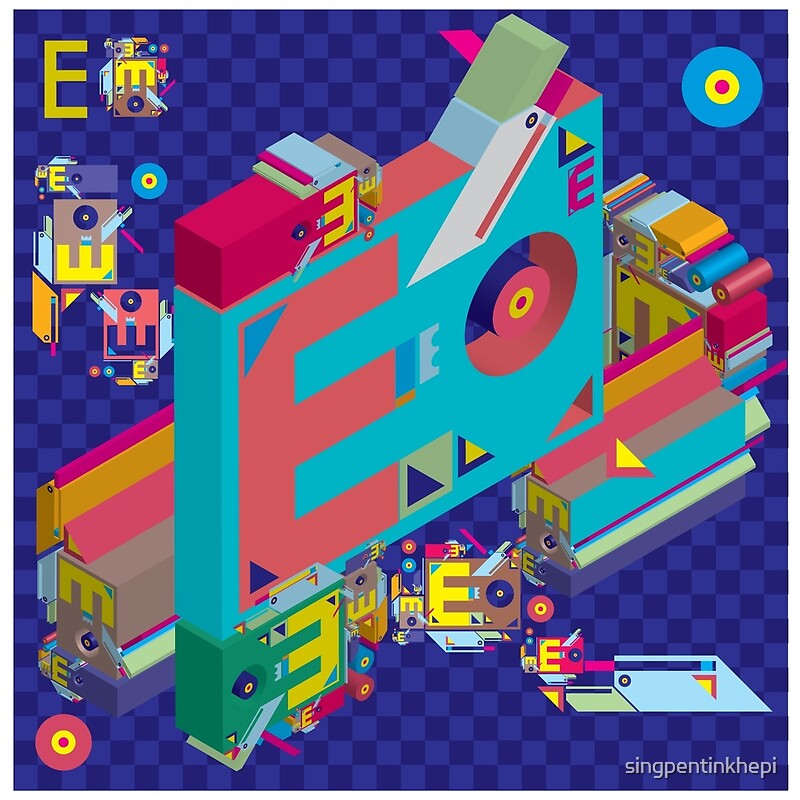 "vector alphabet 3D letter E" by singpentinkhepi | Redbubble