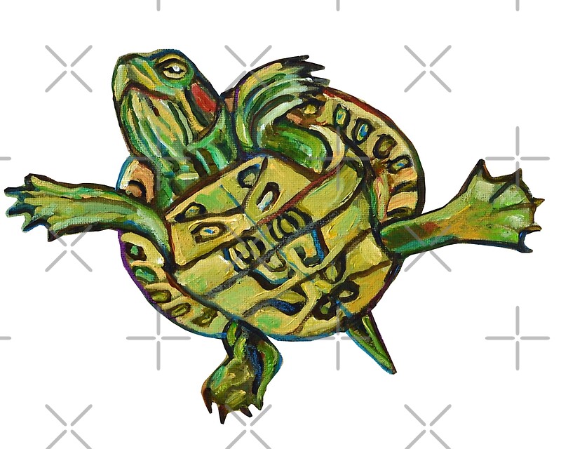 "Cute Slider Turtle Sticker" by RobertPhelpsArt | Redbubble