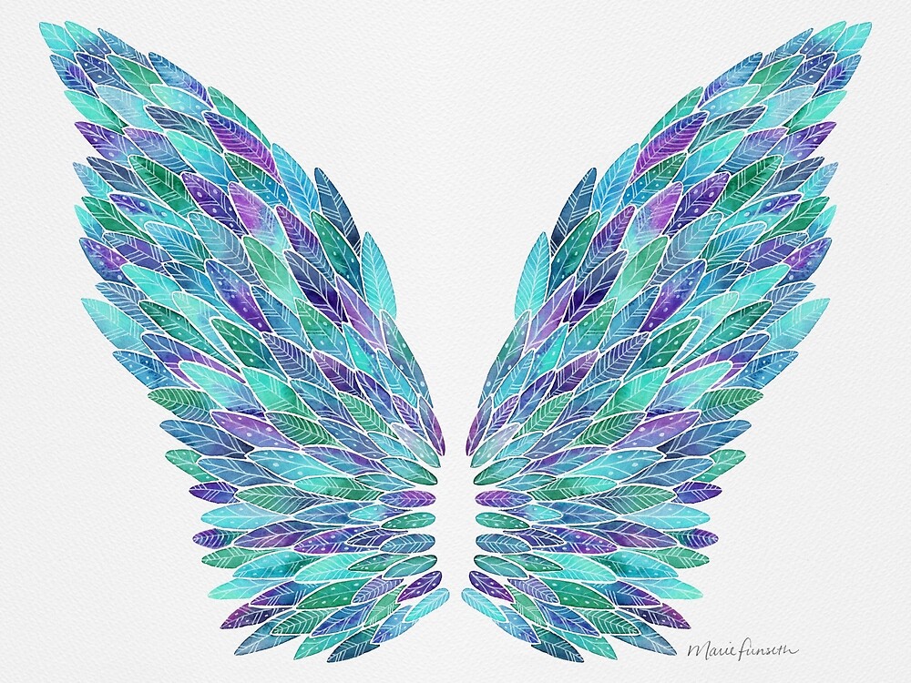 "Turquoise Angel Wings" by Marie Funseth | Redbubble