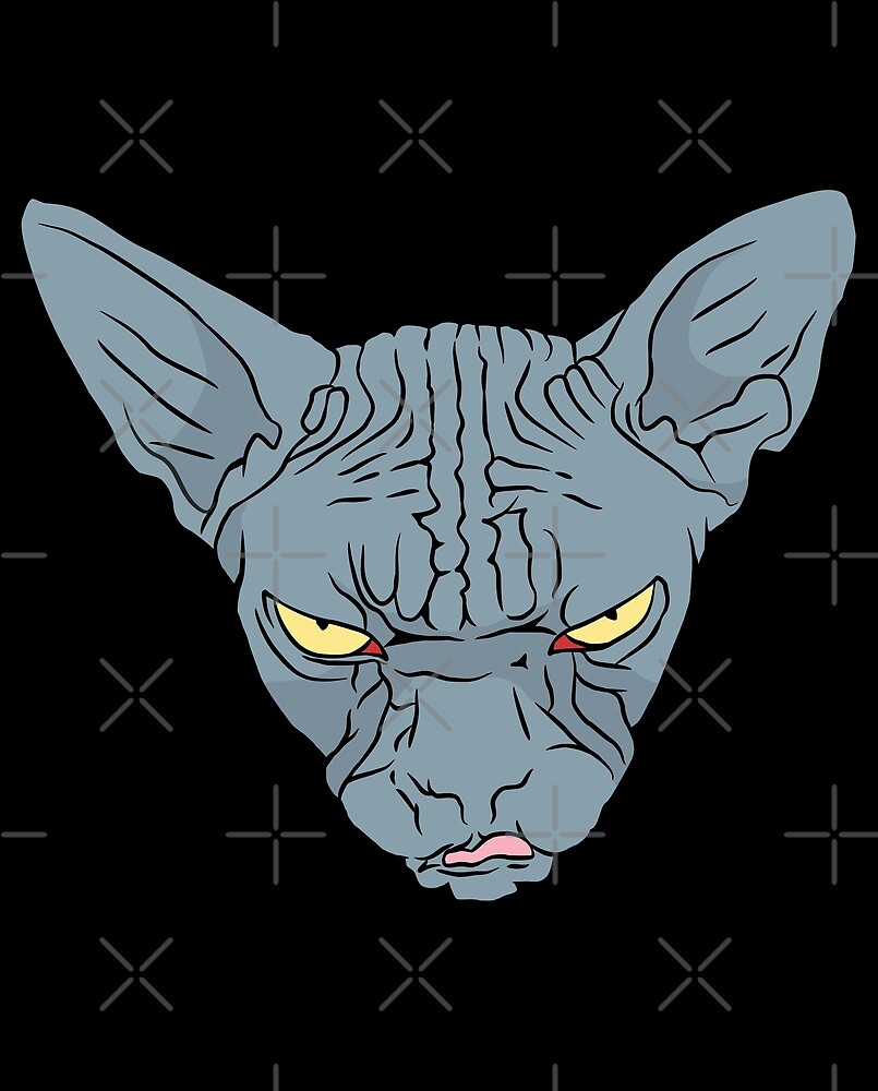 "Grumpy Angry Sphynx Cat Face" by therealsadpanda | Redbubble