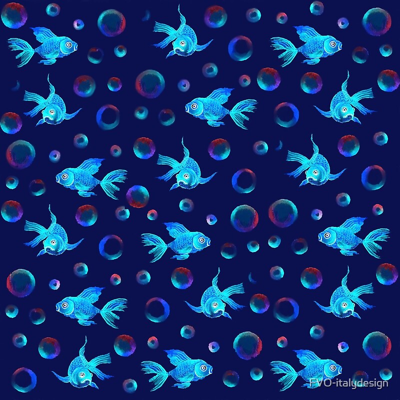 "blue fishes and bubbles" by FVO-italydesign | Redbubble