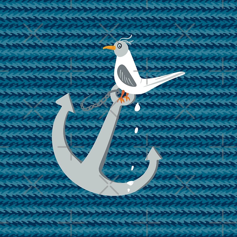 "Funny seagull taking a poop on anchor" by Marlene Wagenhofer | Redbubble