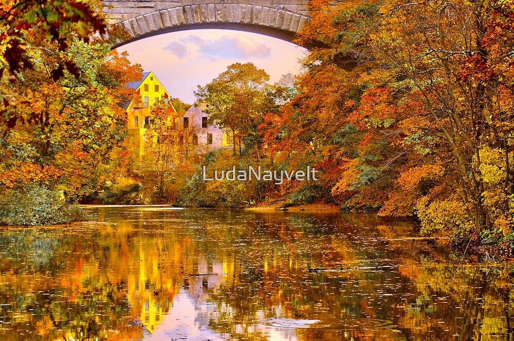 "Fall at Upper Falls, Massachusetts. Echo Bridge" by LudaNayvelt ...