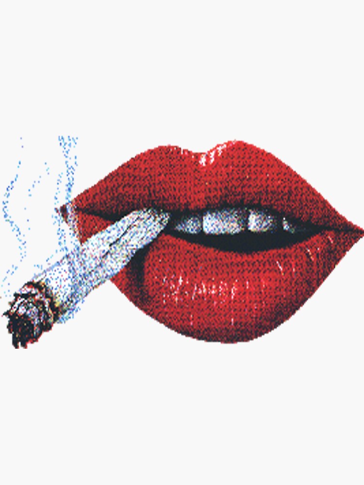 Pegatina «Sexy labios rojos boca con cigarrillo» de ClippertyClack ...