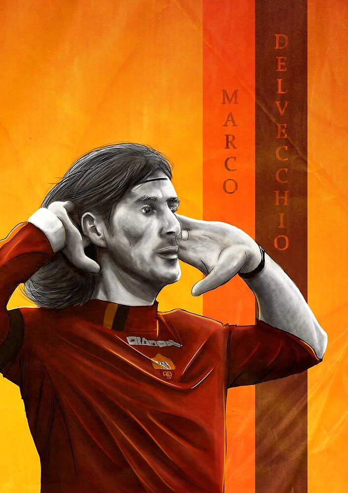 "Marco Delvecchio - AS Roma Football Artwork" by barrymasterson | Redbubble