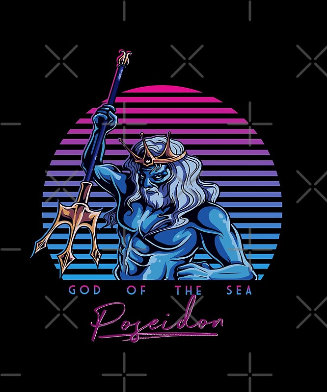 "Poseidon God Of The Sea Greek Mythology 80s Neon Retro" by MintedFresh ...