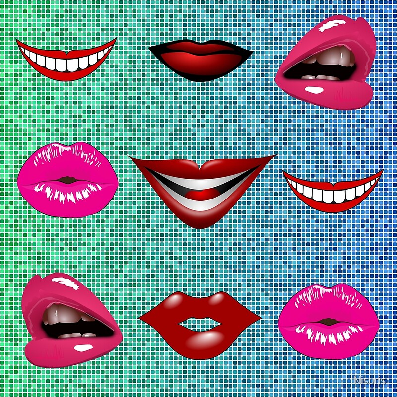 "Sweet Sensual Funky Cool Lips Pattern" by Nisuris | Redbubble