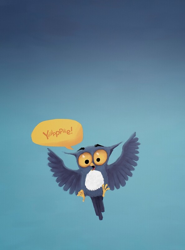 "Cute little blue owl having fun." by jonathankemp | Redbubble