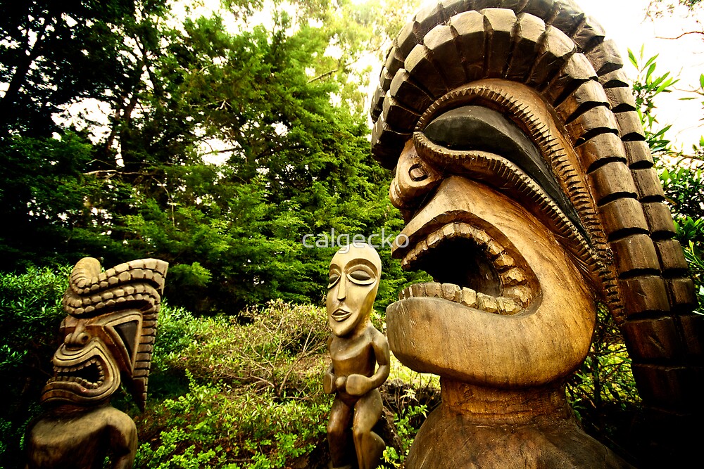 "Tiki statues in Maui, Hawaii" by calgecko | Redbubble