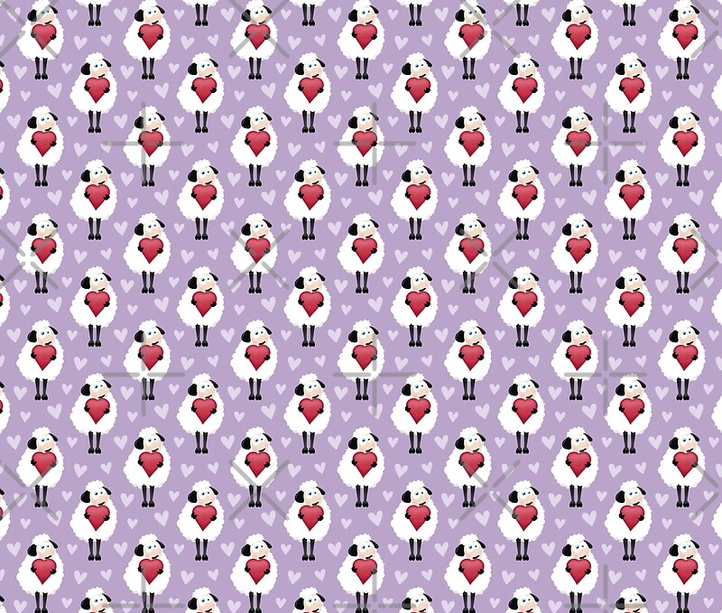 "Blushing Sheep & Hearts Pattern" by Lisa Marie Robinson | Redbubble